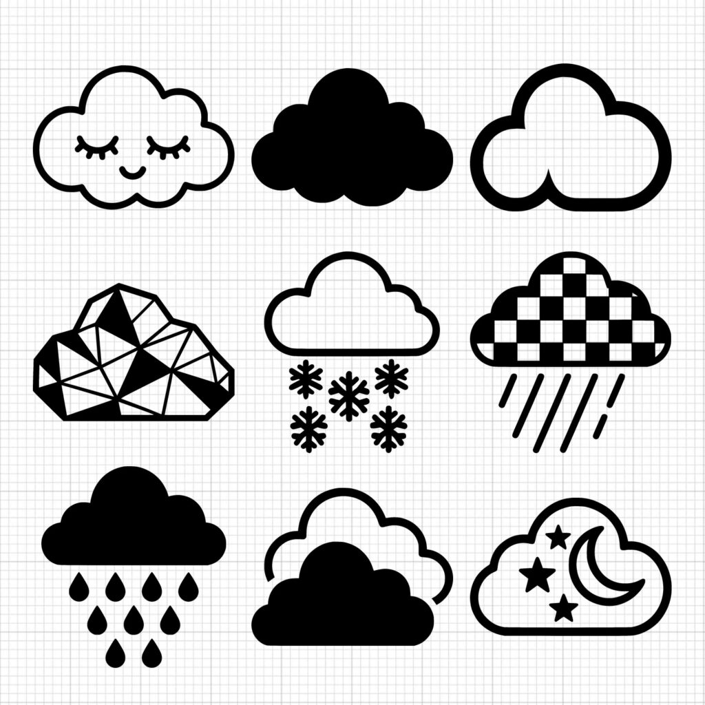 Clouds Bundle – 15 Instant Download Svg Images – Creative Meadow