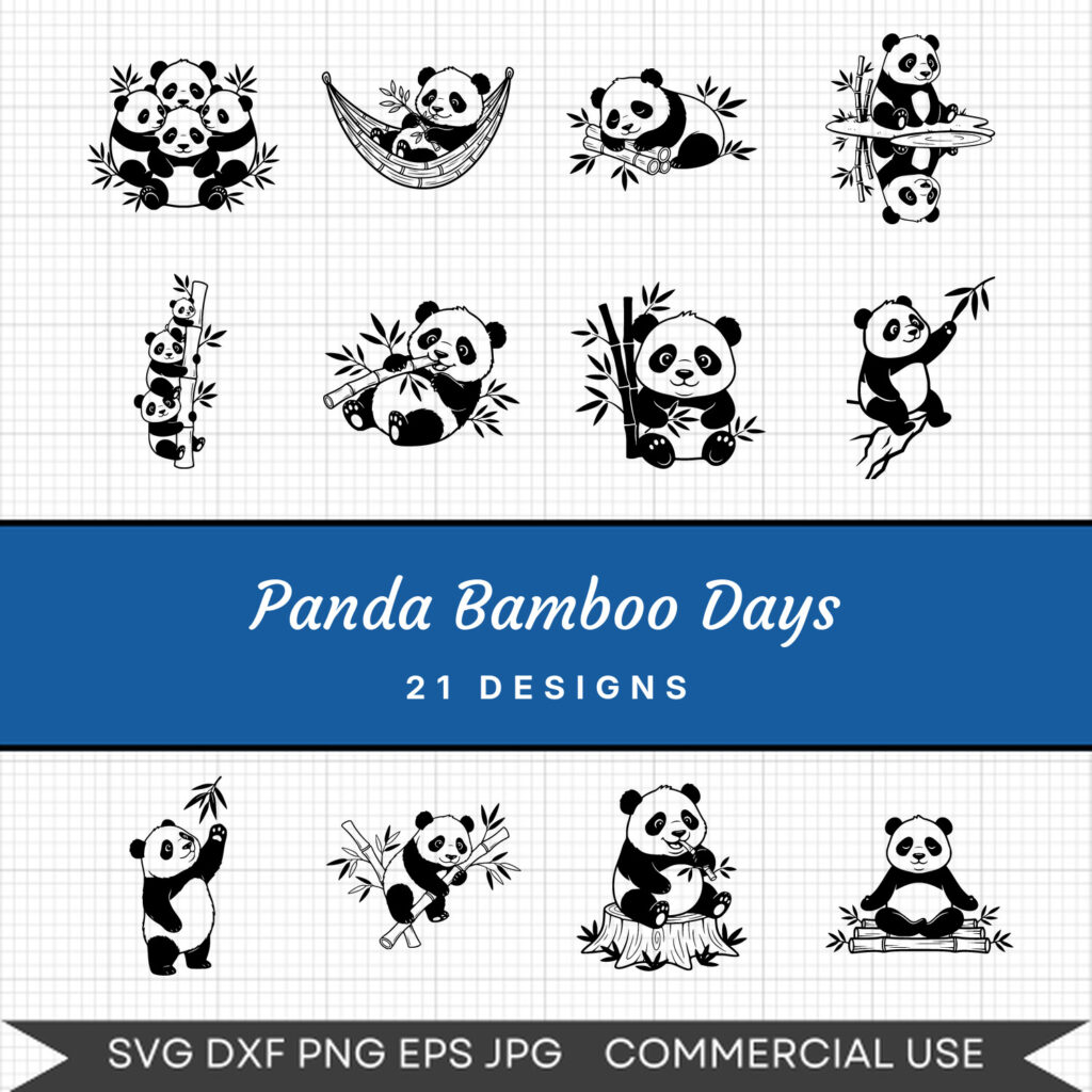 Panda Bamboo Days – 21 Instant Download Svg Images – Creative Meadow
