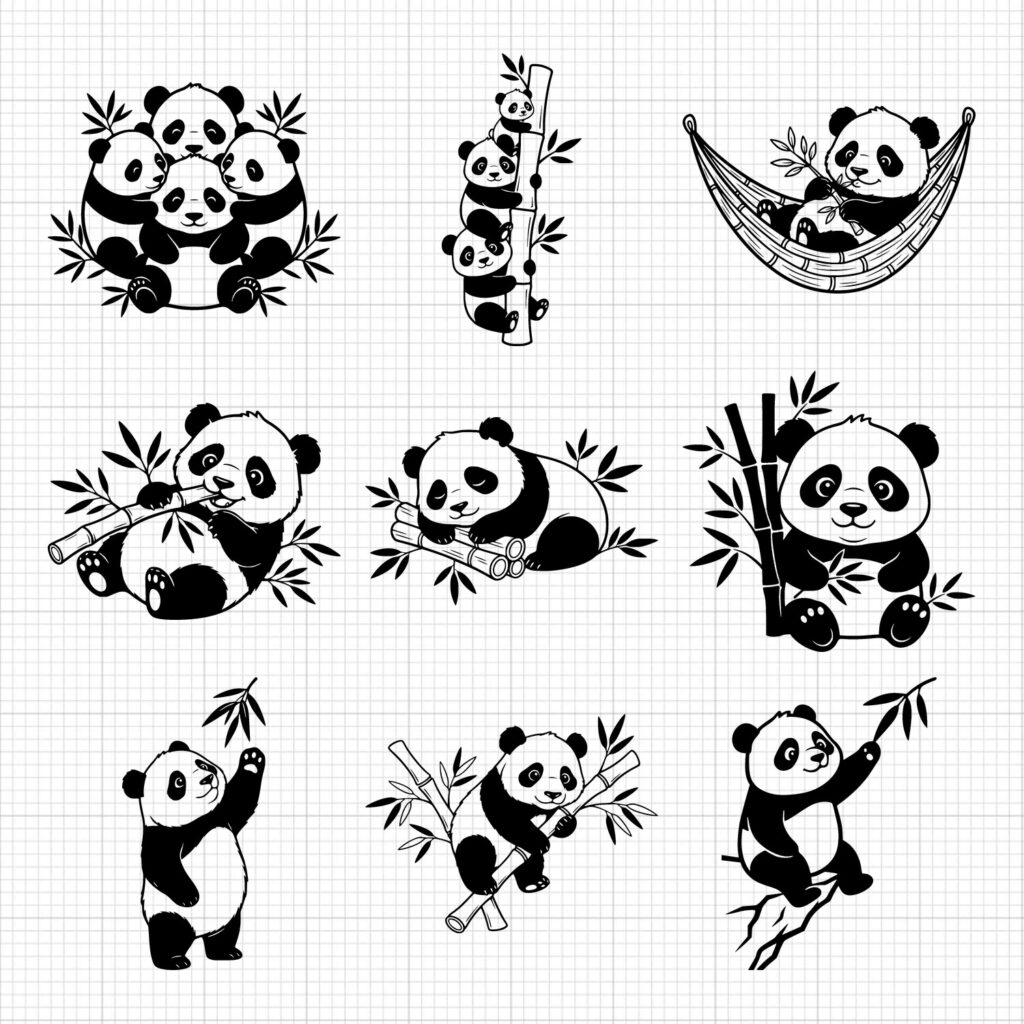 Panda Bamboo Days – 21 Instant Download Svg Images – Creative Meadow