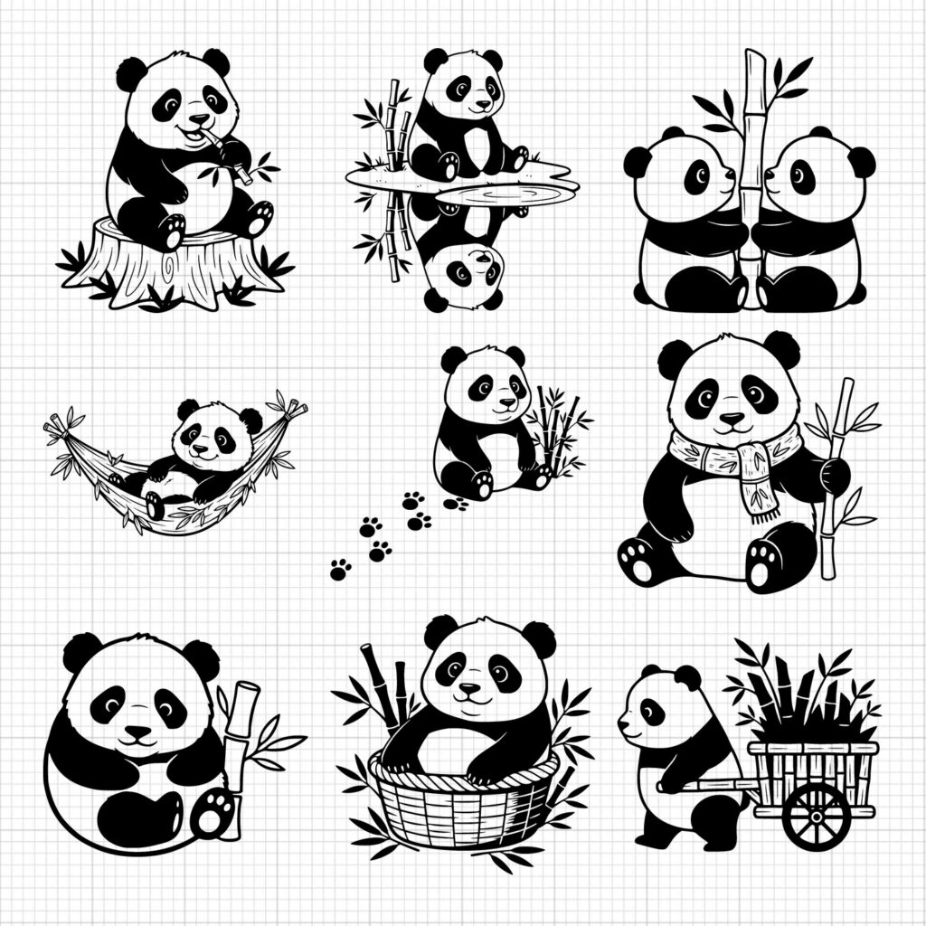Panda Bamboo Days – 21 Instant Download Svg Images – Creative Meadow