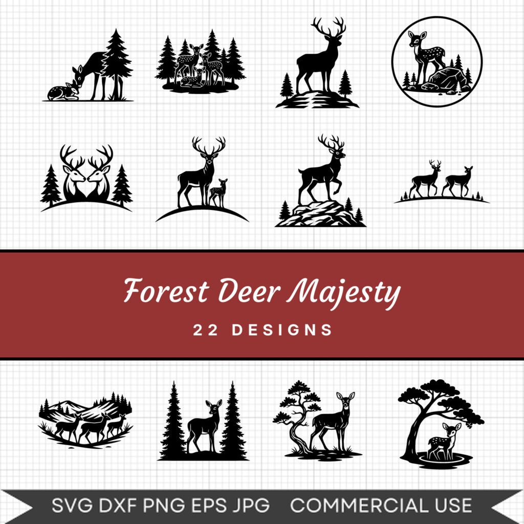 Forest Deer Majesty – 22 Instant Download Svg Images – Creative Meadow
