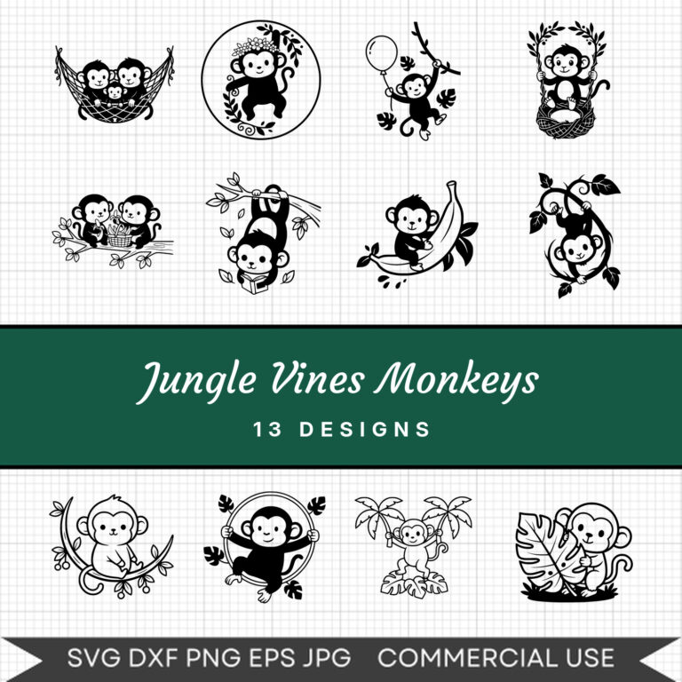 Jungle Vines Monkeys – 13 Instant Download Svg Images – Creative Meadow