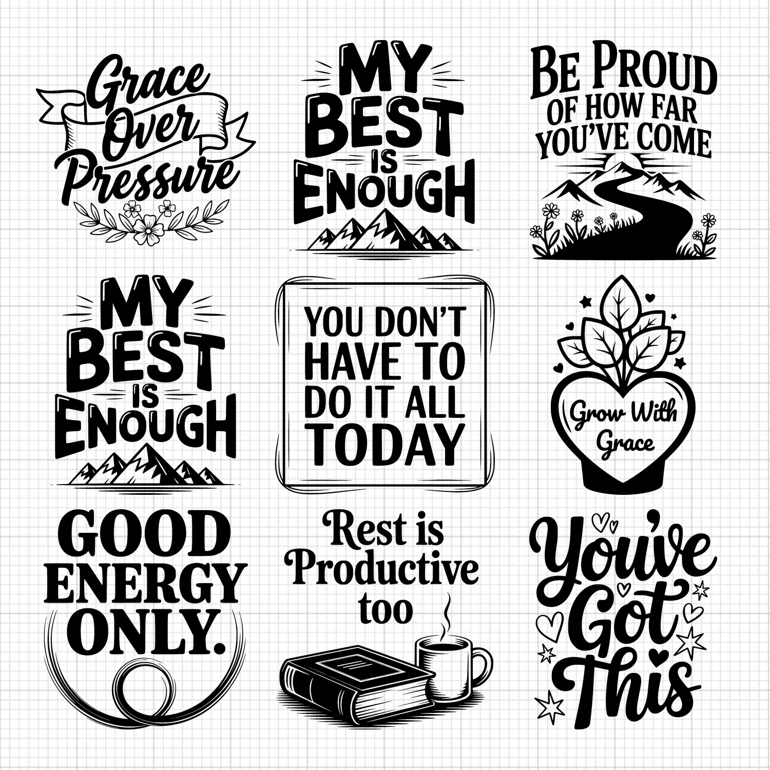 Daily Affirmations Bundle – 36 Instant Download Svg Images – Creative ...
