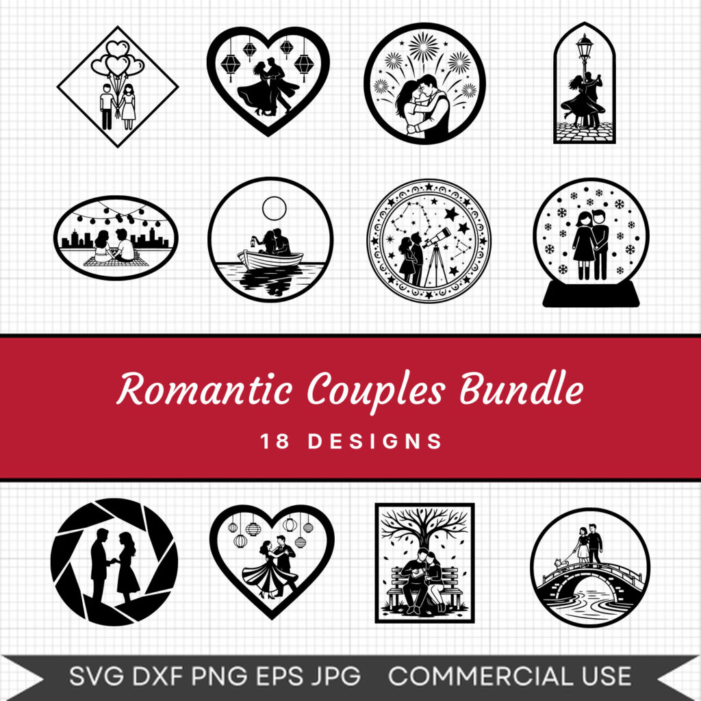 Romantic Couples Bundle – 18 Instant Download Svg Images – Creative Meadow