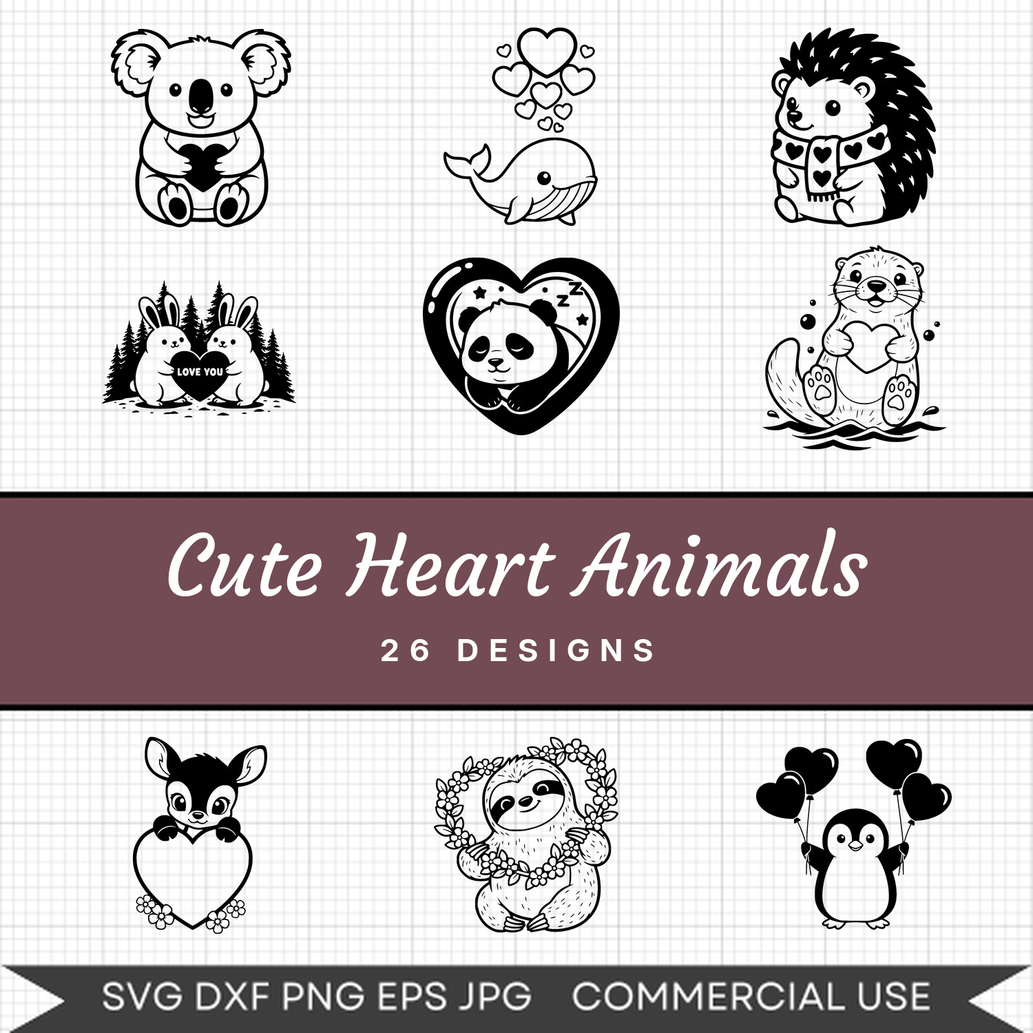 Cute Heart Animals – 26 Instant Download Svg Images – Creative Meadow