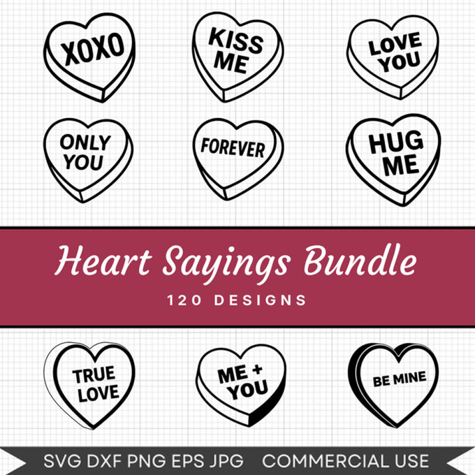 Heart Sayings Bundle – 120 Instant Download Svg Images – Creative Meadow