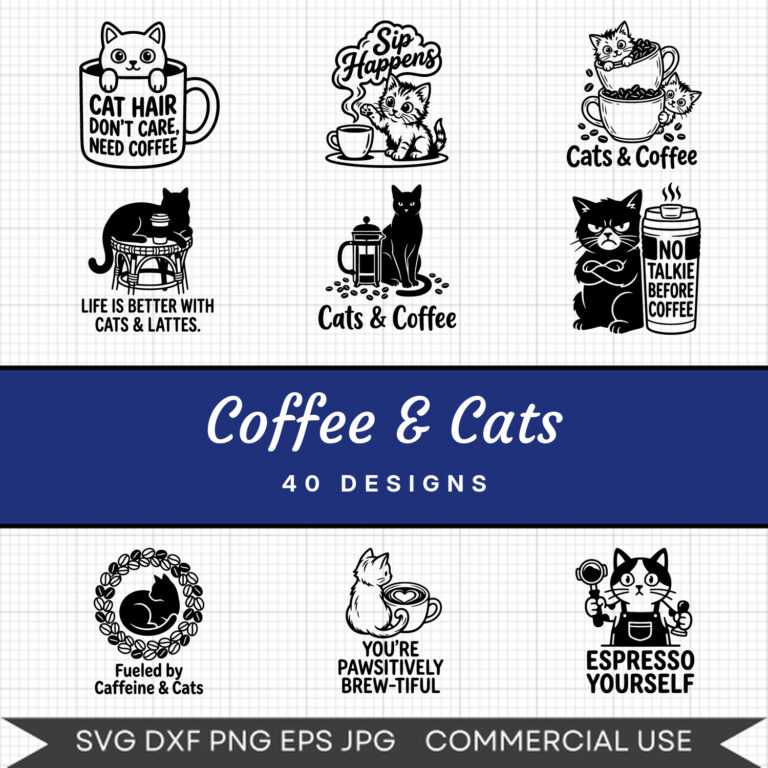 Coffee & Cats – 40 Instant Download Svg Images – Creative Meadow